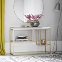 Caspian House Pippard Mirrored Side Table with Black Metal Base ...