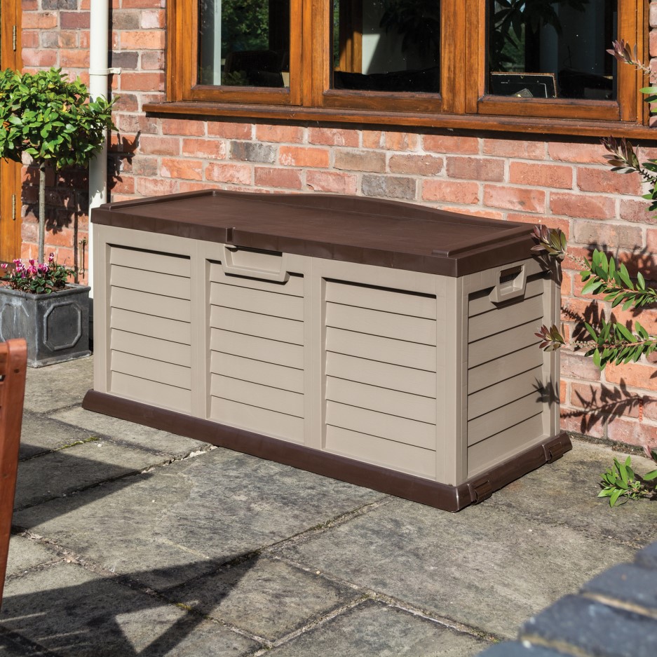 Brown Plastic Outdoor Storage Box - Rowlinson | Furniture123
