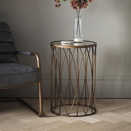 Gallery Highgate Side Table with Antique Glass Top and Metal Base ...