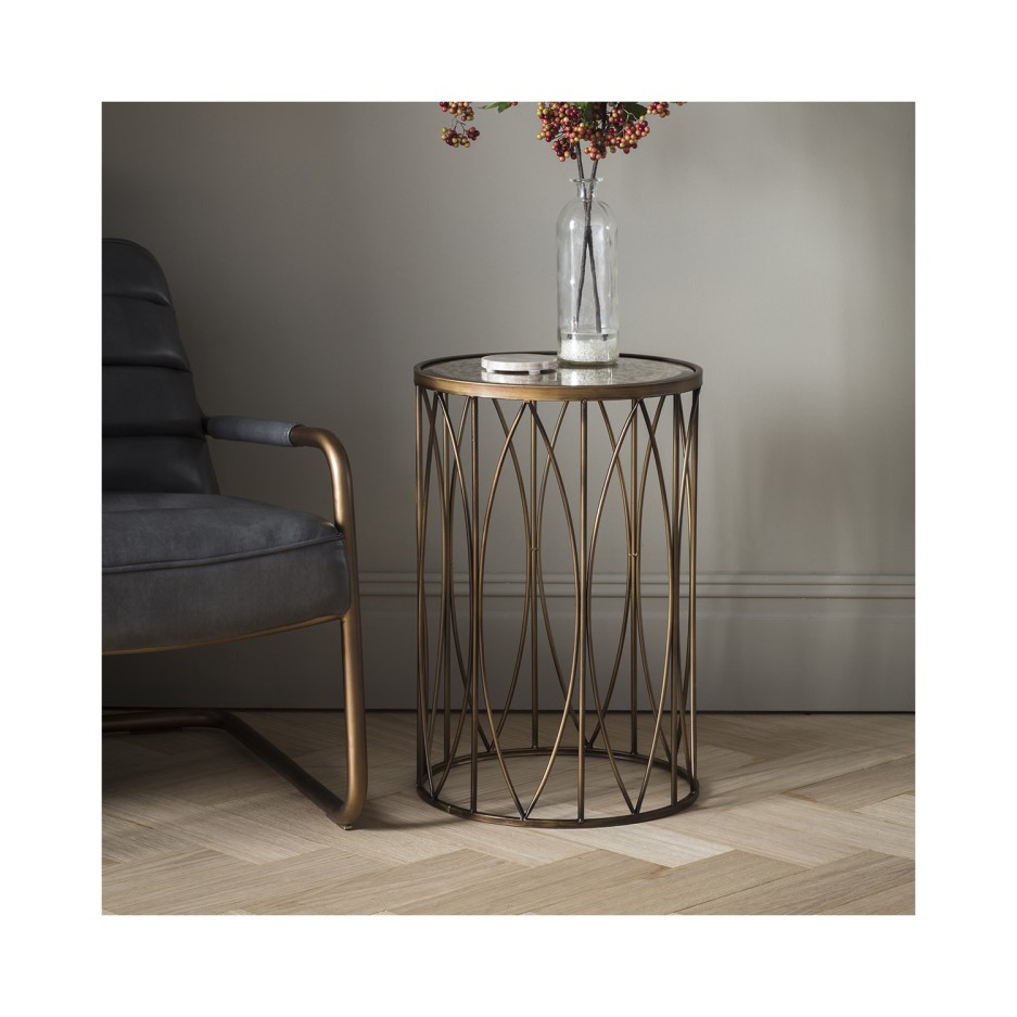 Gallery Highgate Side Table with Antique Glass Top and Metal Base ...