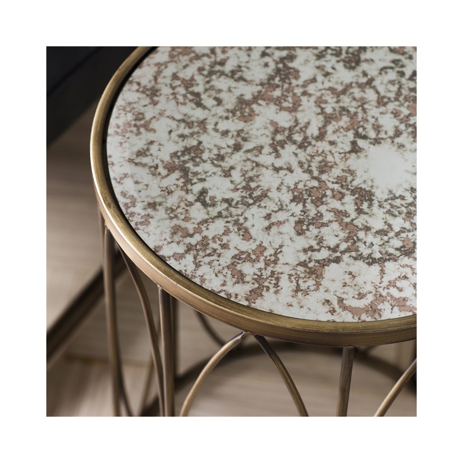 Gallery Highgate Side Table with Antique Glass Top and Metal Base ...