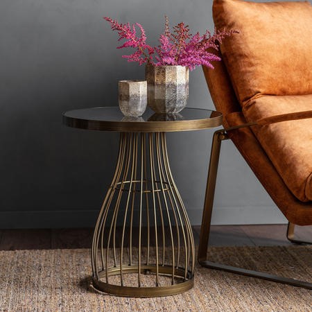Round Gold Glass Top Side Table - Southgate - Furniture123