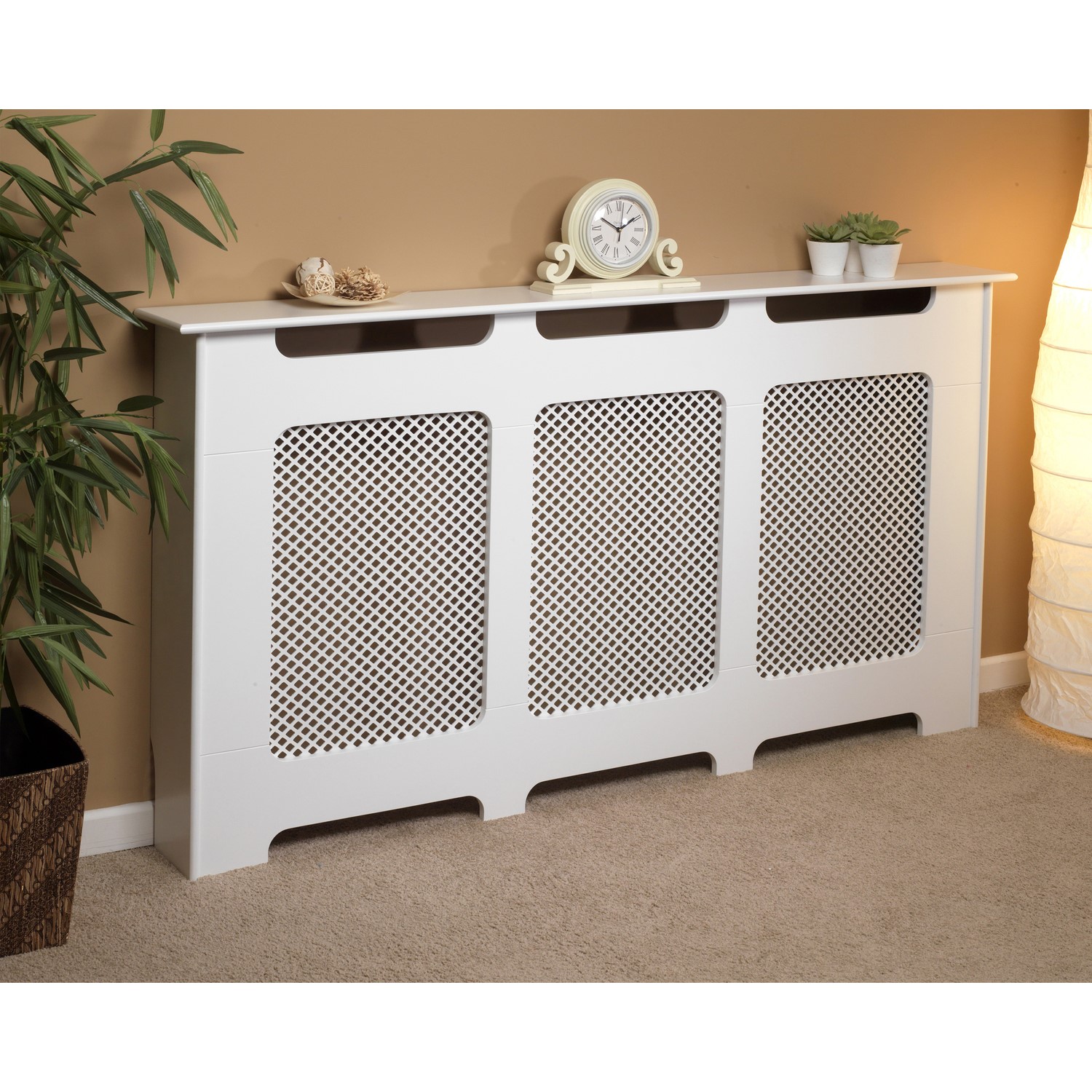 Beldray Large Wooden Radiator Cover in White Satin Finish - Furniture123