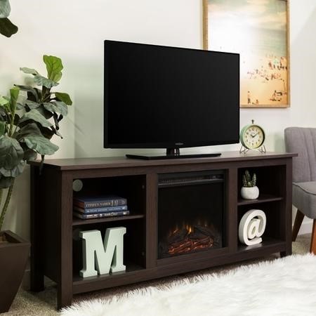 Foster Dark Wood Effect TV Unit with Electric Fire & Storage - TV's up ...
