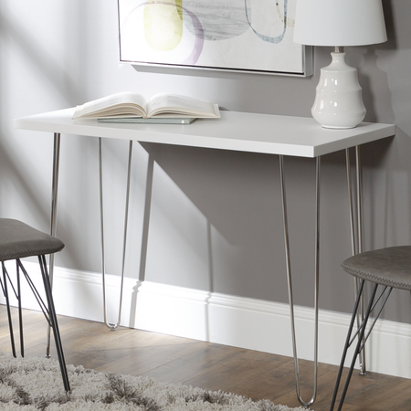 Foster 42" Mid Century Modern Wood Computer Desk - White - Furniture123