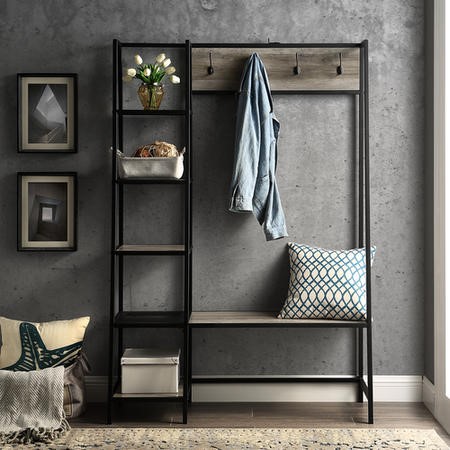 Grey Coat Rack with Storage - Foster - Furniture123