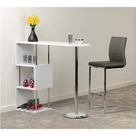 White Breakfast Bar Table with Shelving - Charisma - Furniture123