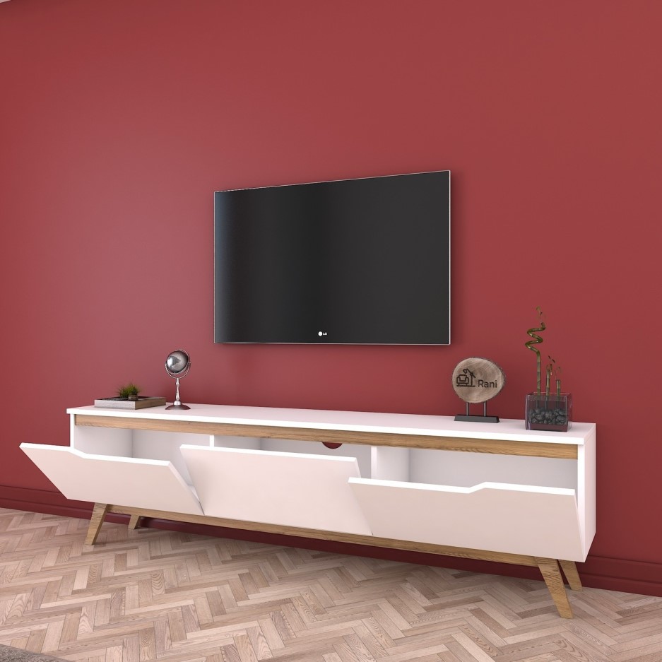 White and Walnut TV Unit | Furniture123