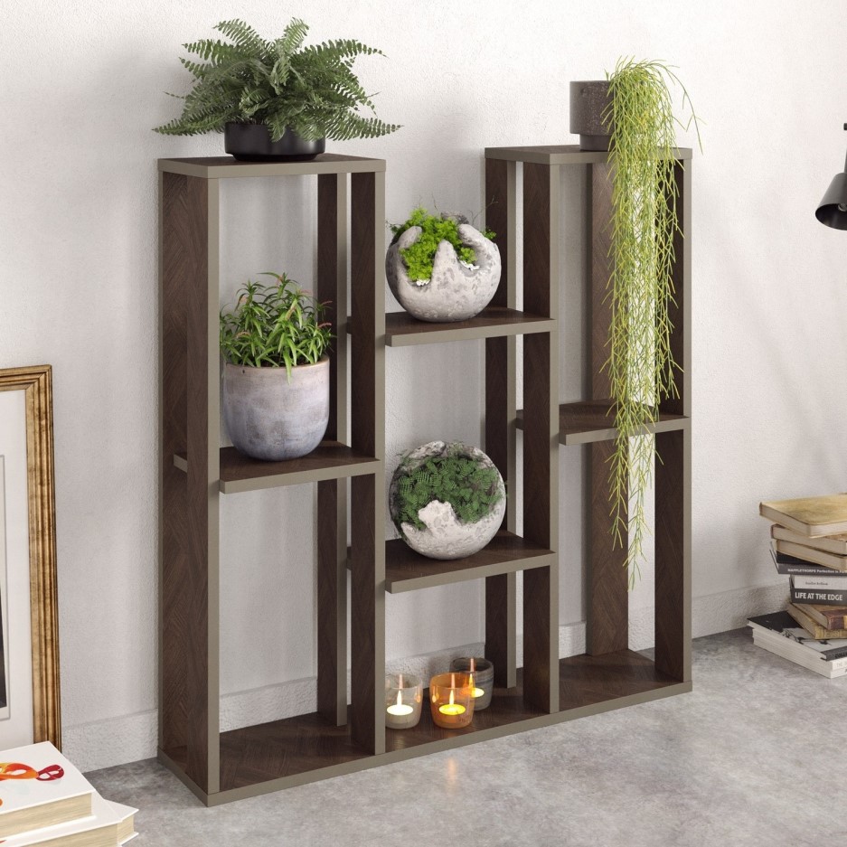 Multi-Level Indoor Plant Stand in Walnut | Furniture123