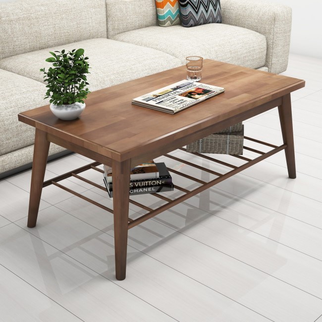 Wooden Coffee Table with Spindle Shelf - Furniture123