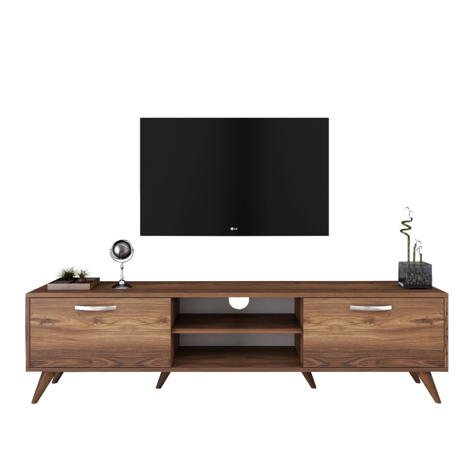 Walnut TV Unit with Silver Details | Furniture123