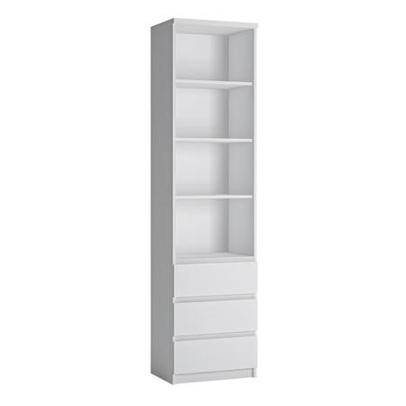 Matte White Display Unit with 4 Shelves and 3 Drawers - Fribo ...