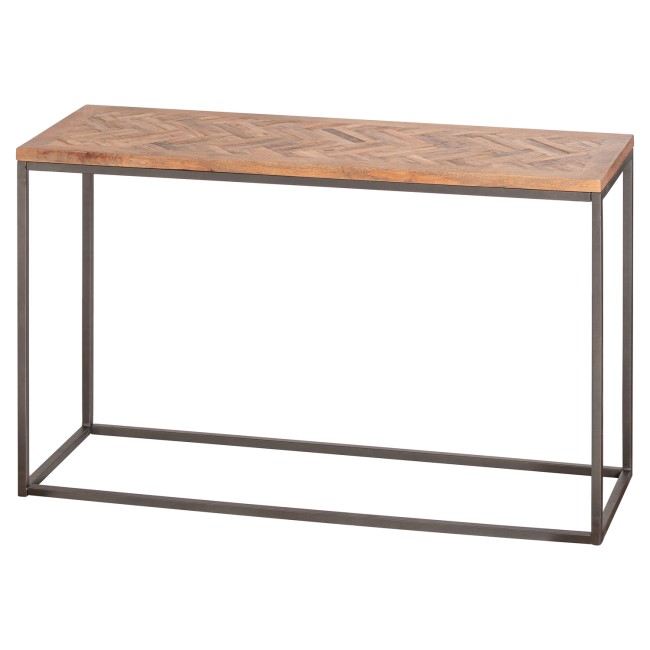 Brown Wooden Herringbone Console Table - Hoxton - Furniture123