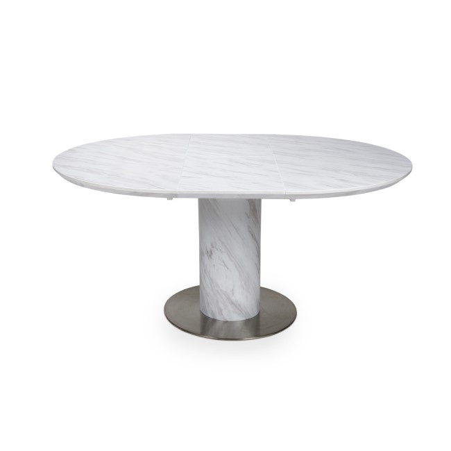 White Marble Round Extendable Dining Table - Seats 6 - Furniture123