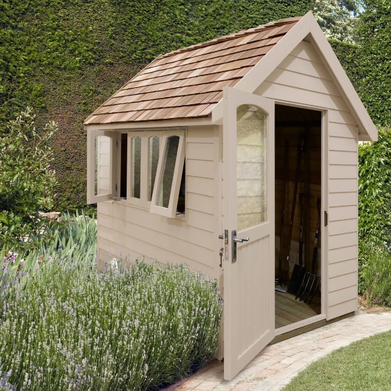 8 x 5ft Forest Retreat Cream Painted Shed - Furniture123