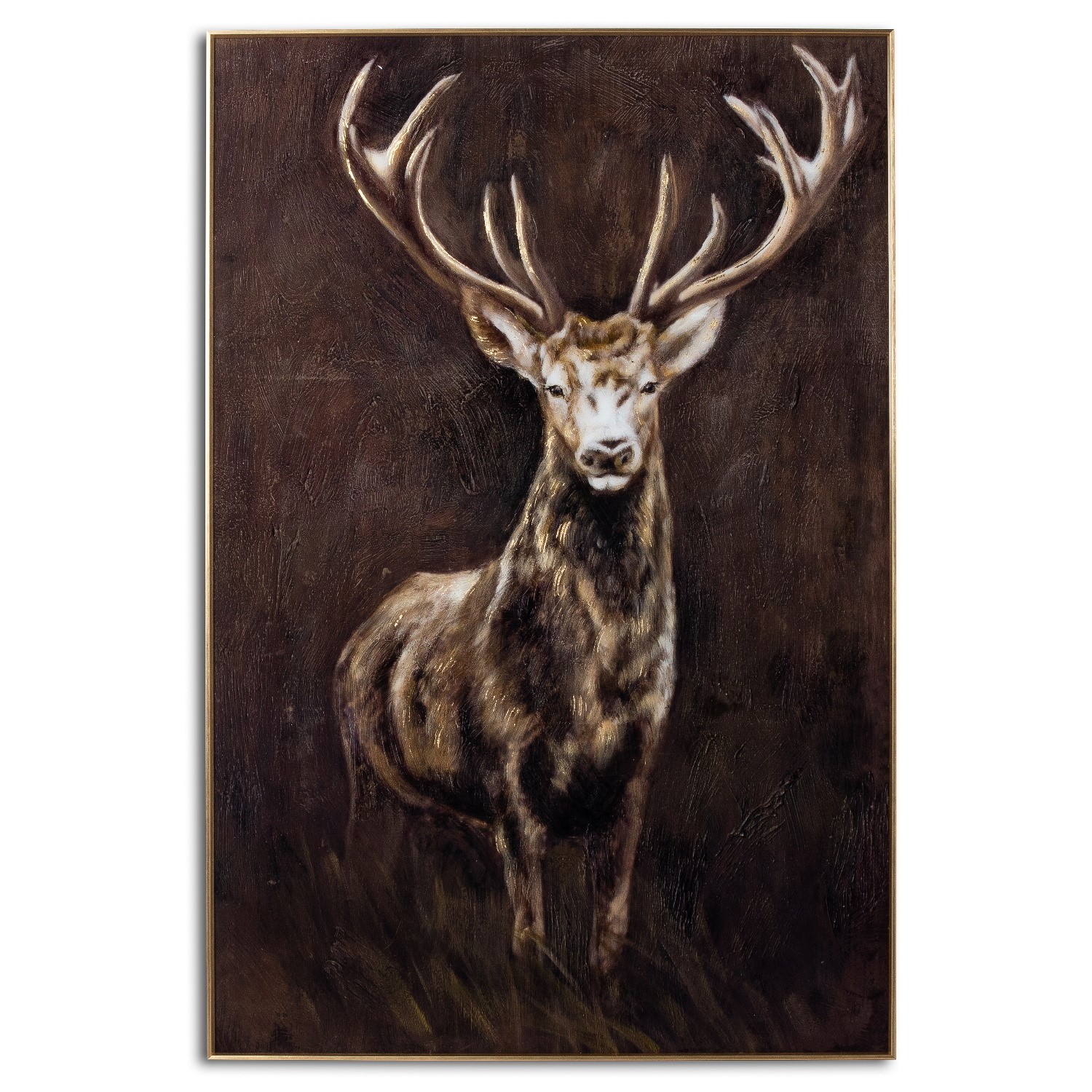 Large Stag Wall Art with Gold Frame - Furniture123