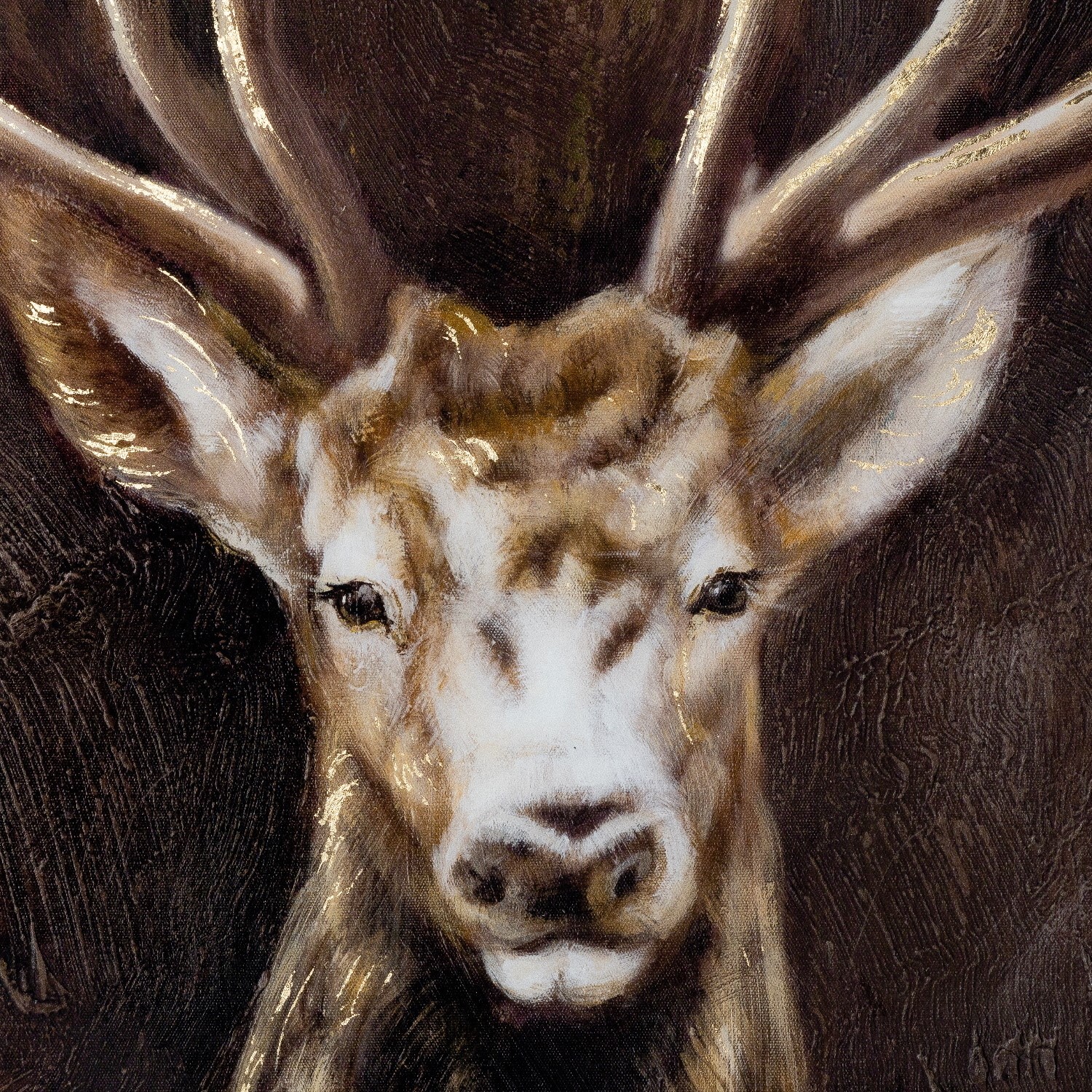 Large Stag Wall Art with Gold Frame - Furniture123