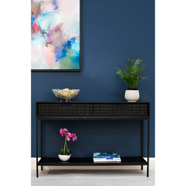 Large Black Mango Wood Console Table with Drawers - Fusion - Furniture123