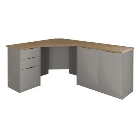 Light Grey Corner Desk 2 Door Cabinet & Filing Cabinet Set - Denver ...