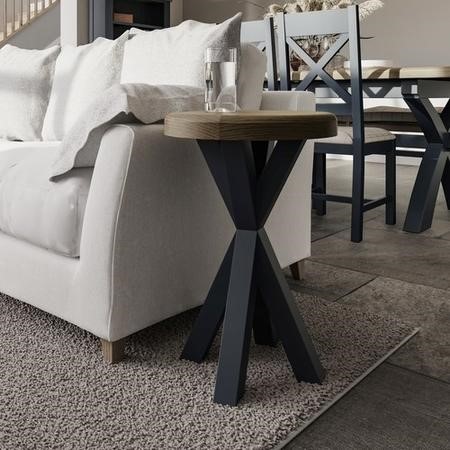 Round Blue Wooden Side Table - Pegasus - Furniture123