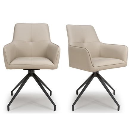 Set of 2 Taupe Swivel Dining Chairs - Linnie - Furniture123