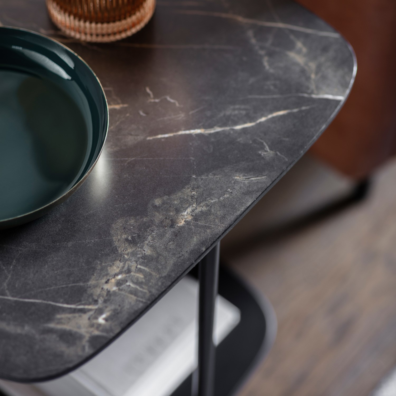 Ludworth Side Table Black Marble - Caspian House - Furniture123