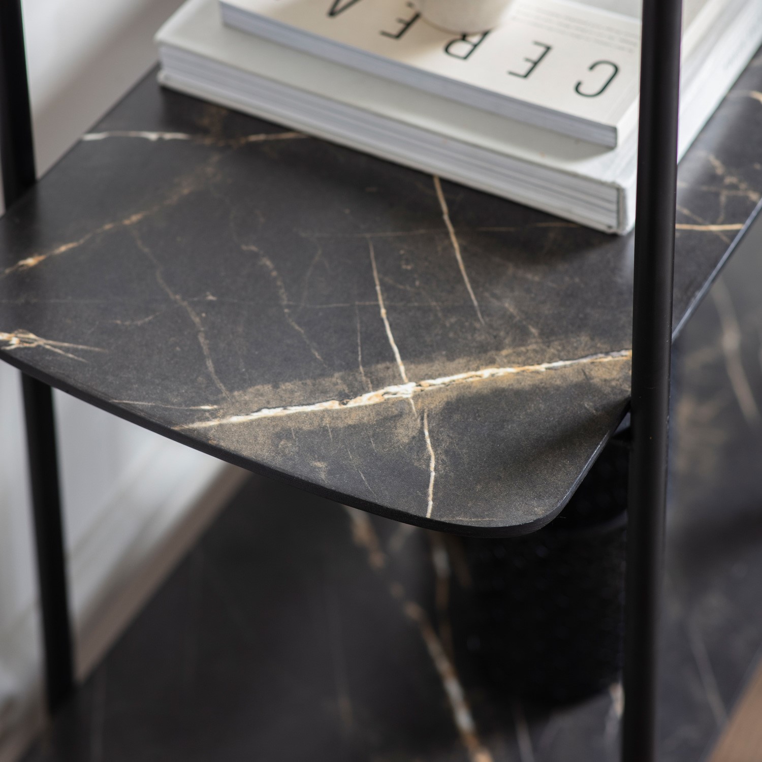 Ludworth Open DisplayUnit Black Marble - Caspian House - Furniture123