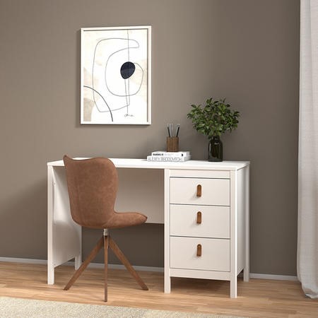 White Desk with Drawers - Barcelona - Furniture123