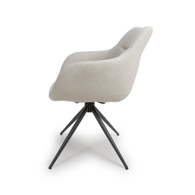 Set of 2 Ivory Swivel Tub Dining Chairs- Abigail - Furniture123