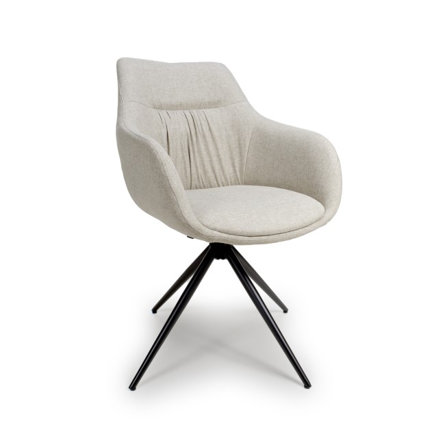 Set of 2 Ivory Swivel Tub Dining Chairs- Abigail - Furniture123