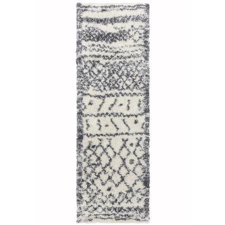 Cream & Grey Runner Rug 080x240cm -Alto - Furniture123