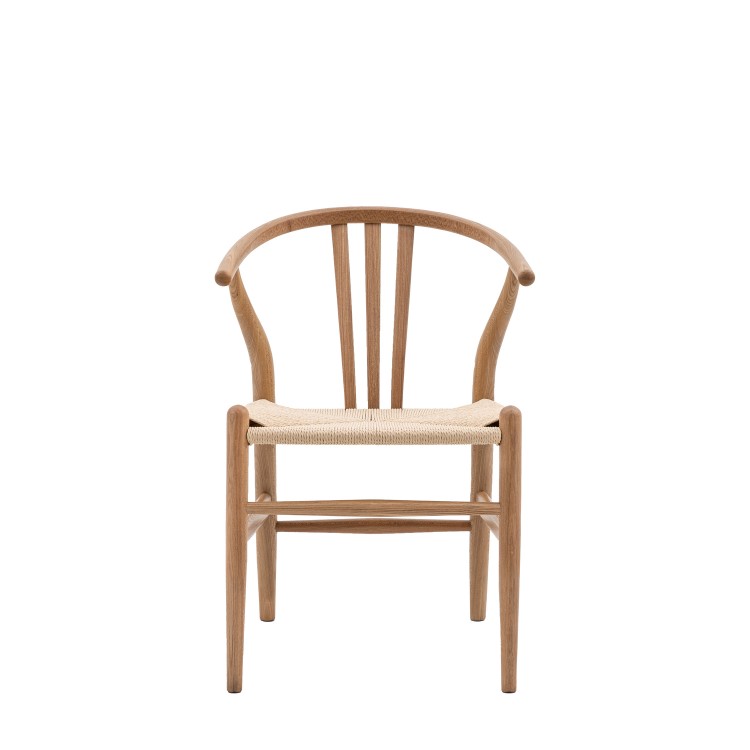 Set of 2 Brown Wishbone Back Dining Chairs - Sloan - Caspian House ...