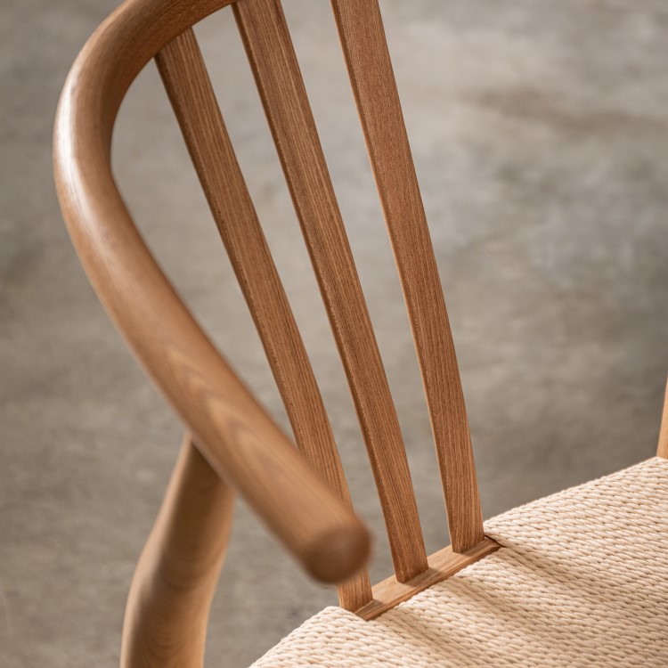 Set of 2 Brown Wishbone Back Dining Chairs - Sloan - Caspian House ...