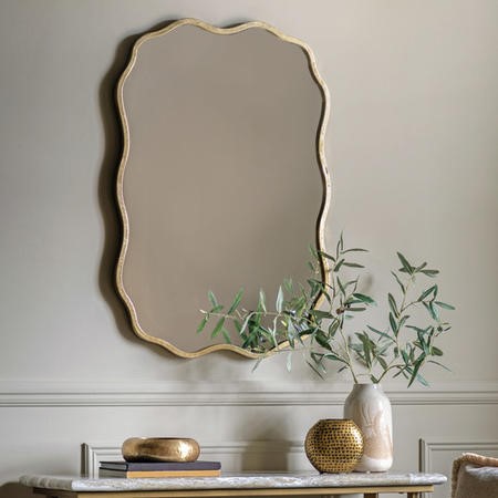 Gold Wavy Edged Mirror - Sloane - Caspian House - Furniture123