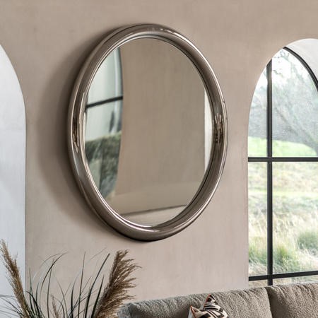 Reflective Chrome Round Mirror - Specchio - Caspian House - Furniture123