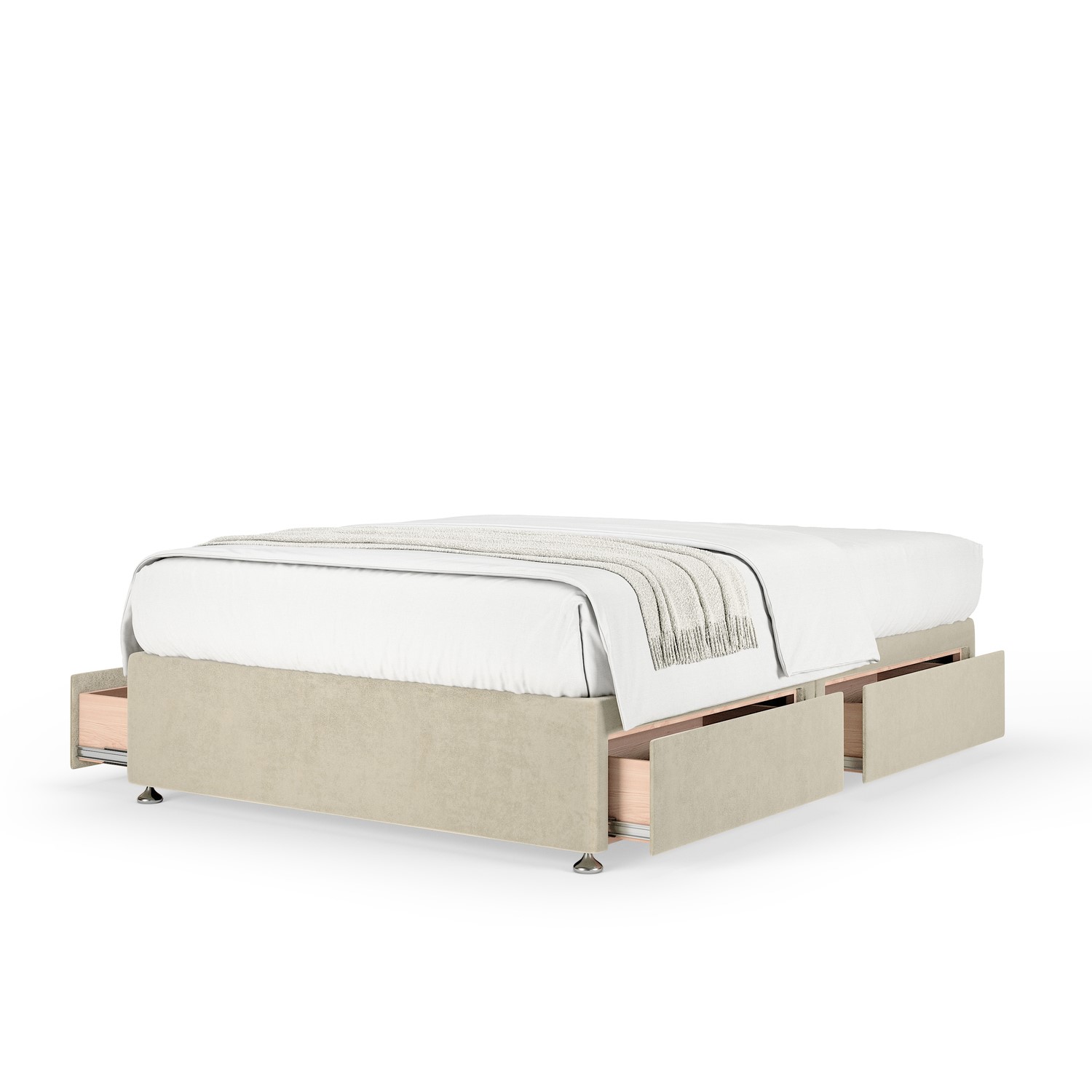 Cream Textured Velvet 4 Drawer King Size Divan Bed Base - Maddison ...