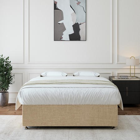 Beige Woven King Size Divan Bed Base - Maddison - Furniture123