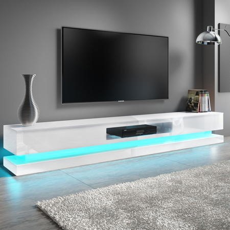 Extra Large White Gloss TV Stand with LEDs- TV's up to 70" - Evoque ...