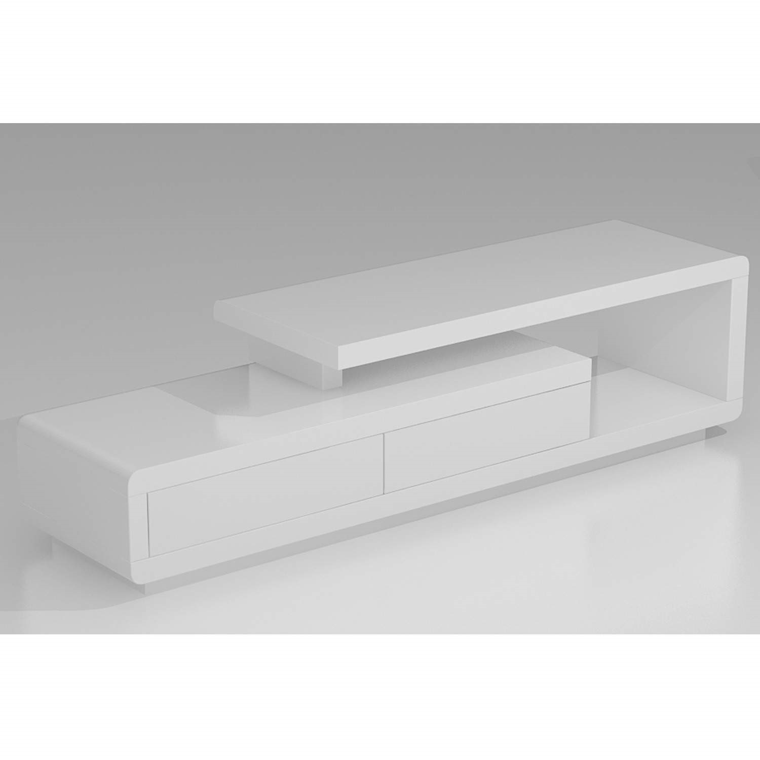 GRADE A2 - Evoque Geometric TV Unit in White High Gloss with Touch Open ...