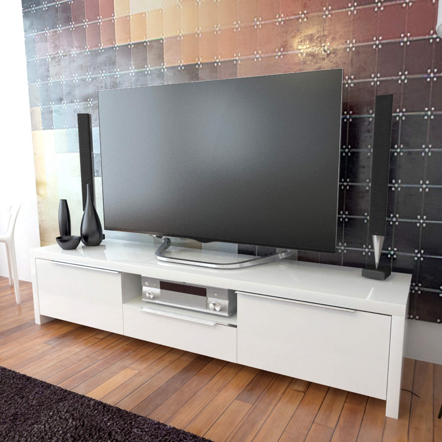 GRADE A2 - Evoque LED High Gloss White TV Unit - Furniture123
