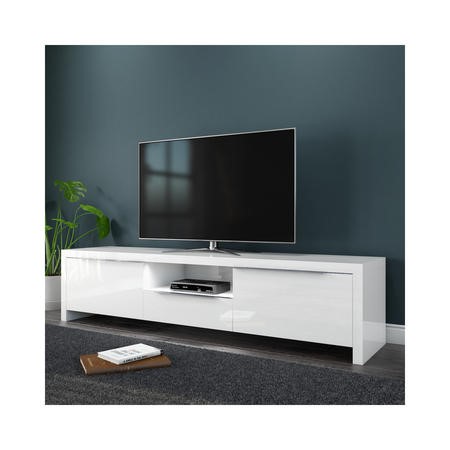Grade A1 - Large White Gloss TV Unit with LED & Storage - TV's up to 56 ...
