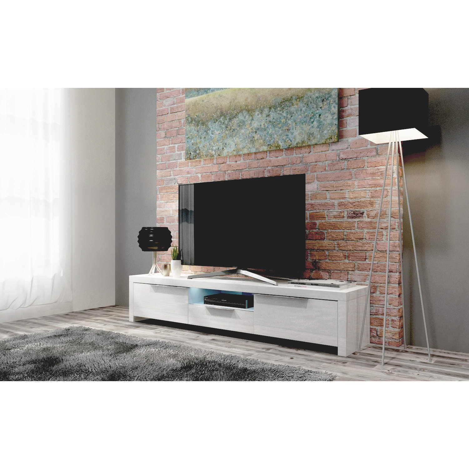 GRADE A2 - Evoque LED High Gloss White TV Unit - Furniture123