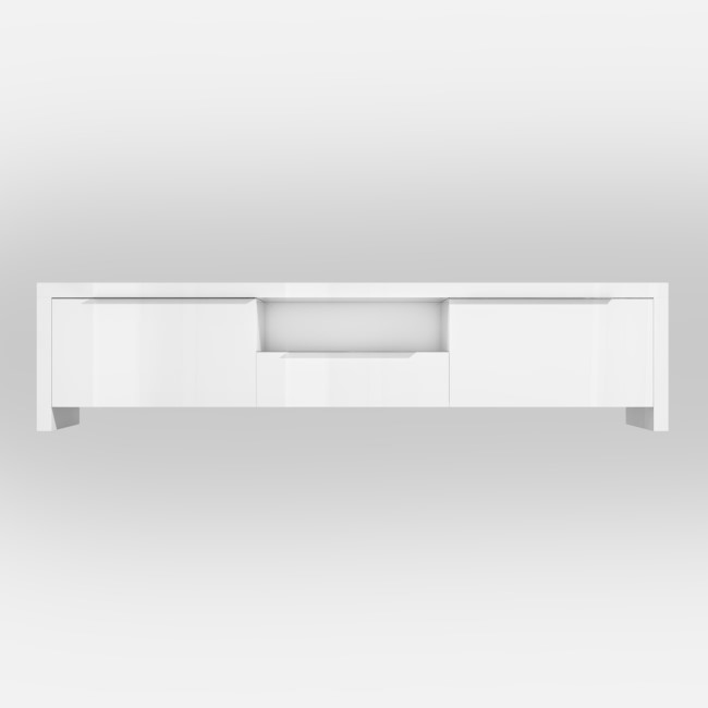 Grade A1 - Large White Gloss TV Unit with LED & Storage - TV's up to 56 ...
