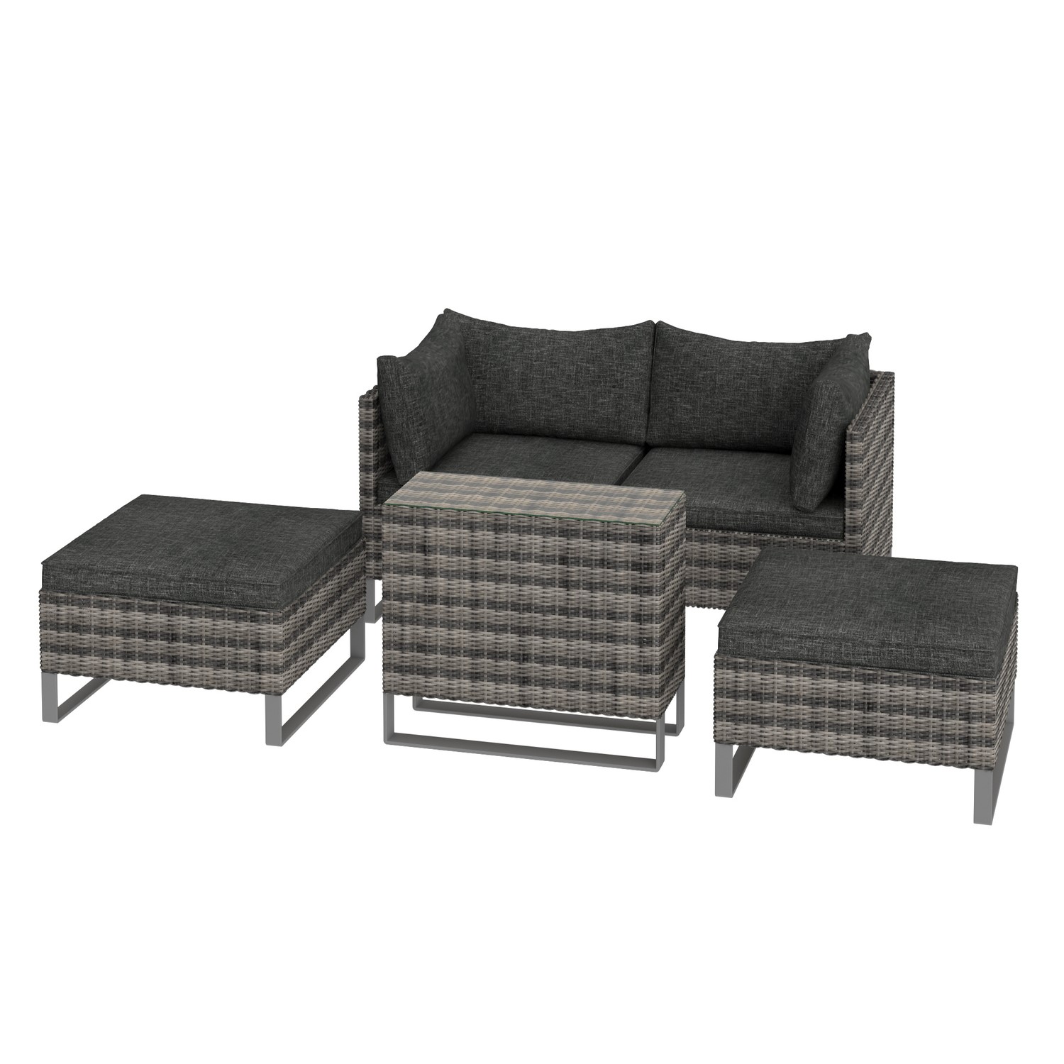 GRADE A1 - Outdoor 2 Seater Modular Garden Sofa Set with Table ...