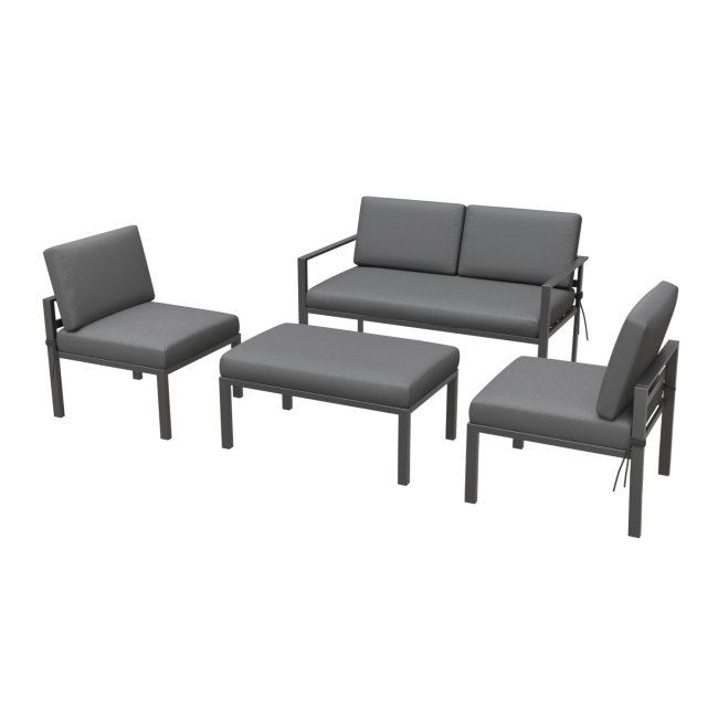 Grey Metal Garden Sofa Set - Como - Furniture123