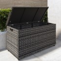Outdoor Grey Rattan Water Resistant Storage Box with Serving Ledge ...