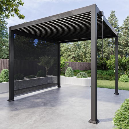 Heavy Duty Charcoal Aluminium Pergola with Louvered Shutter Roof and ...