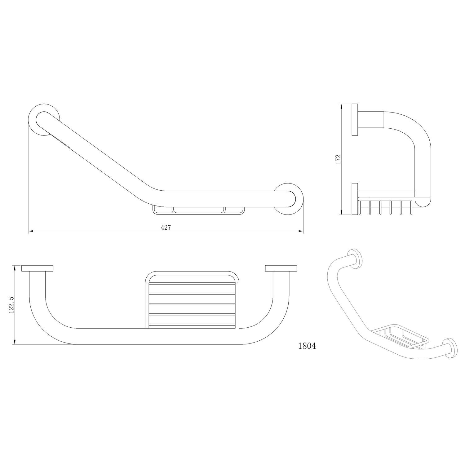 Grab Bar With Soap Basket In Chrome 25mm - Furniture123
