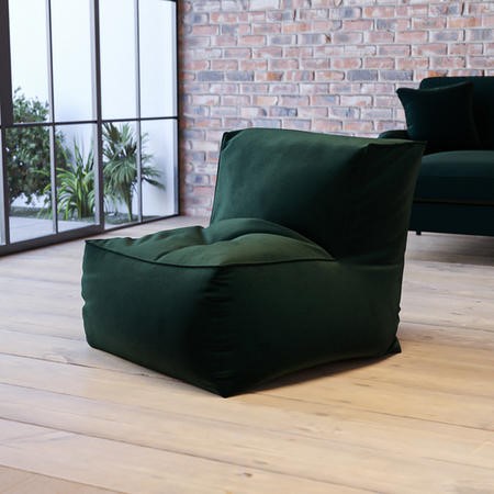 Dark Green Bean Bag Chair in Velvet- Payton - Furniture123