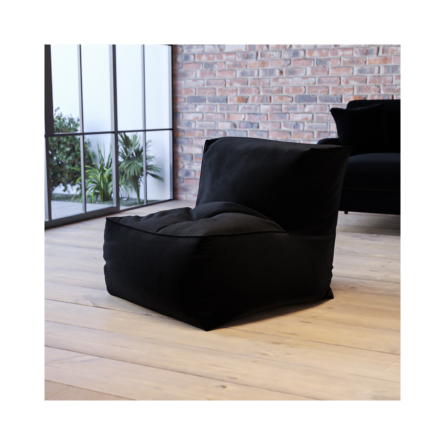 Black Bean Bag Chair in Velvet - Harlo - Furniture123